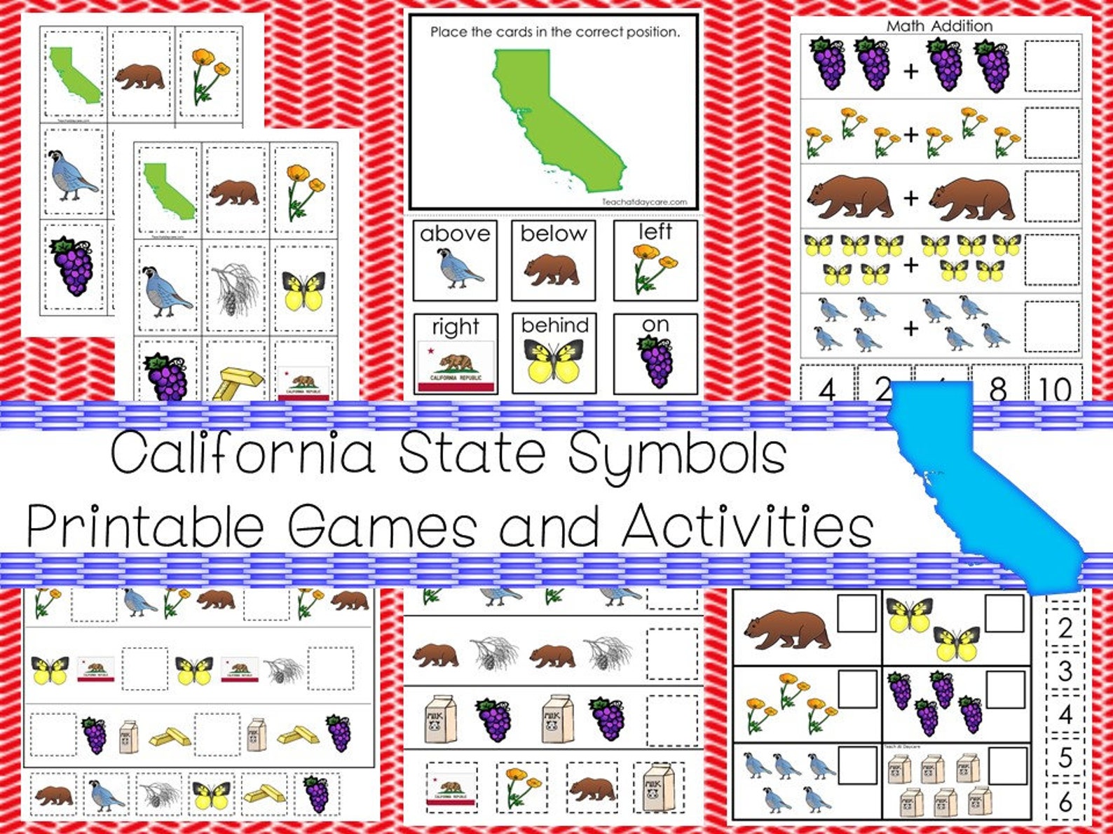 30 California State Symbols themed Learning Games Download. | Etsy