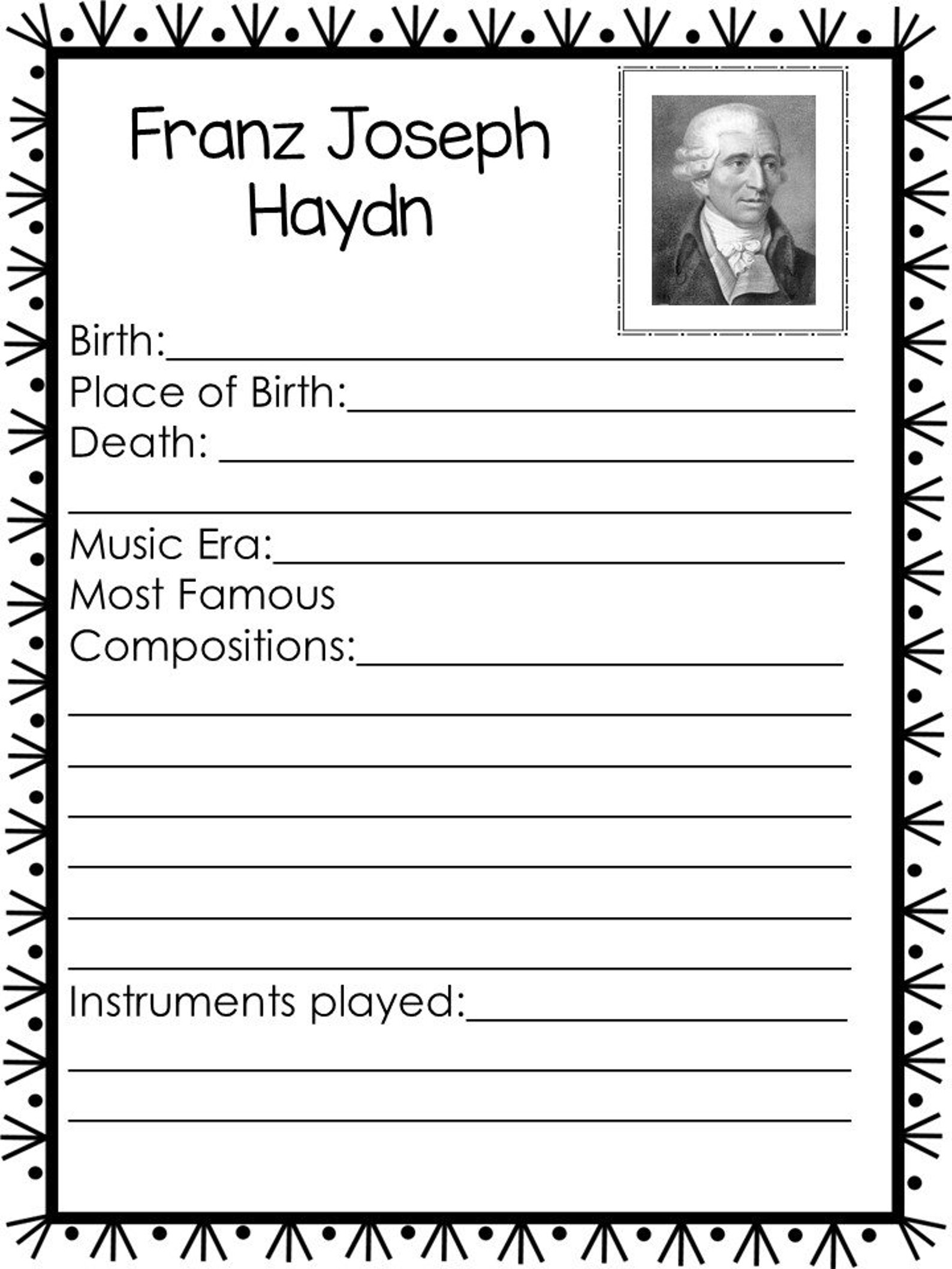 Franz Joseph Haydn Great Composer Unit. Music Appreciation. | Etsy