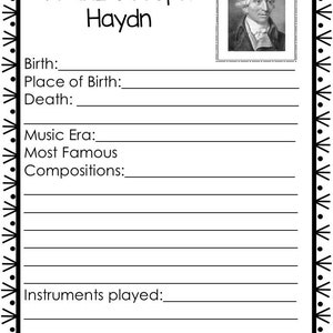 Franz Joseph Haydn Great Composer Unit. Music Appreciation. - Etsy