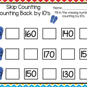 40 Printable Summer Themed Skip Counting Worksheets/work Mats. Count by ...