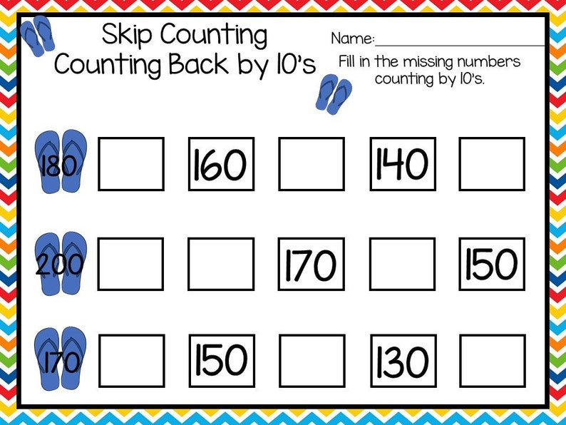 40 Printable Summer Themed Skip Counting Worksheets/work Mats. - Etsy