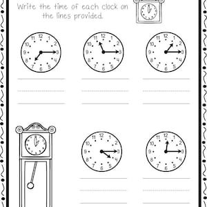 10 Printable Let's Tell Time Worksheets. Kdg.-2nd Grade Math. - Etsy