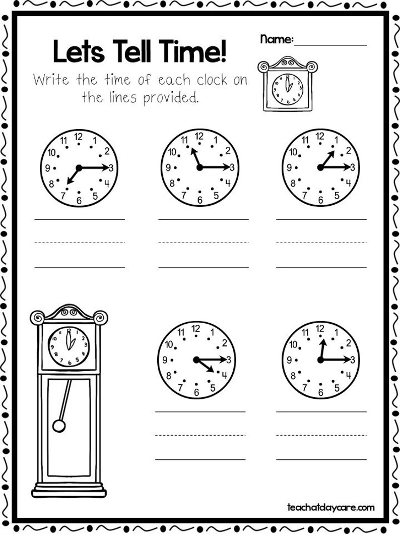 10 Printable Let's Tell Time Worksheets. Kdg.-2nd Grade Math. - Etsy