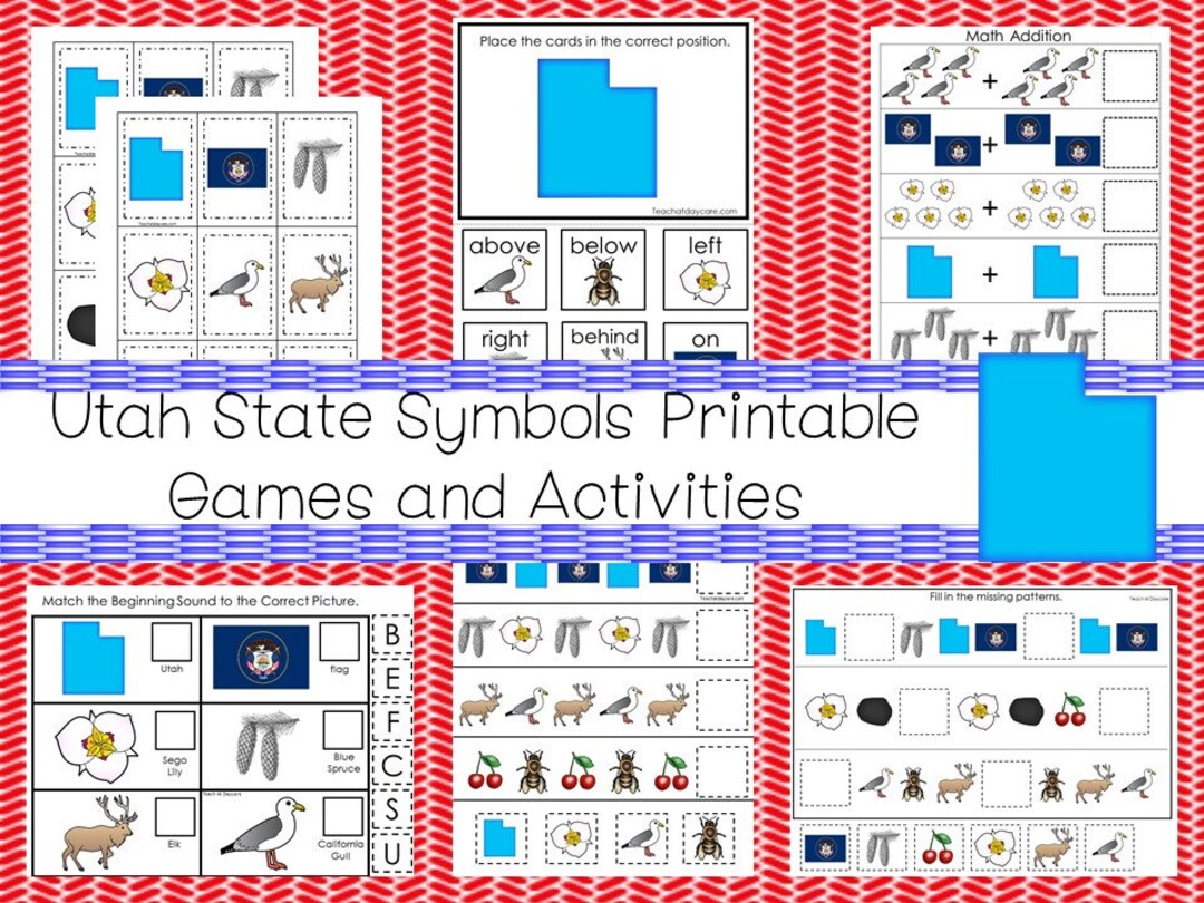 30 Utah State Symbols Themed Learning Games Download. ZIP File ...