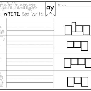 20 Printable Diphthongs Color, Trace, Write, Box Write Worksheets ...