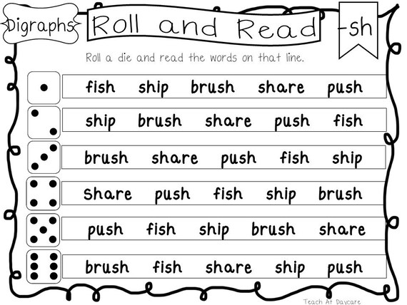 10 Printable Digraphs Roll and Read Worksheets. | Etsy Hong Kong