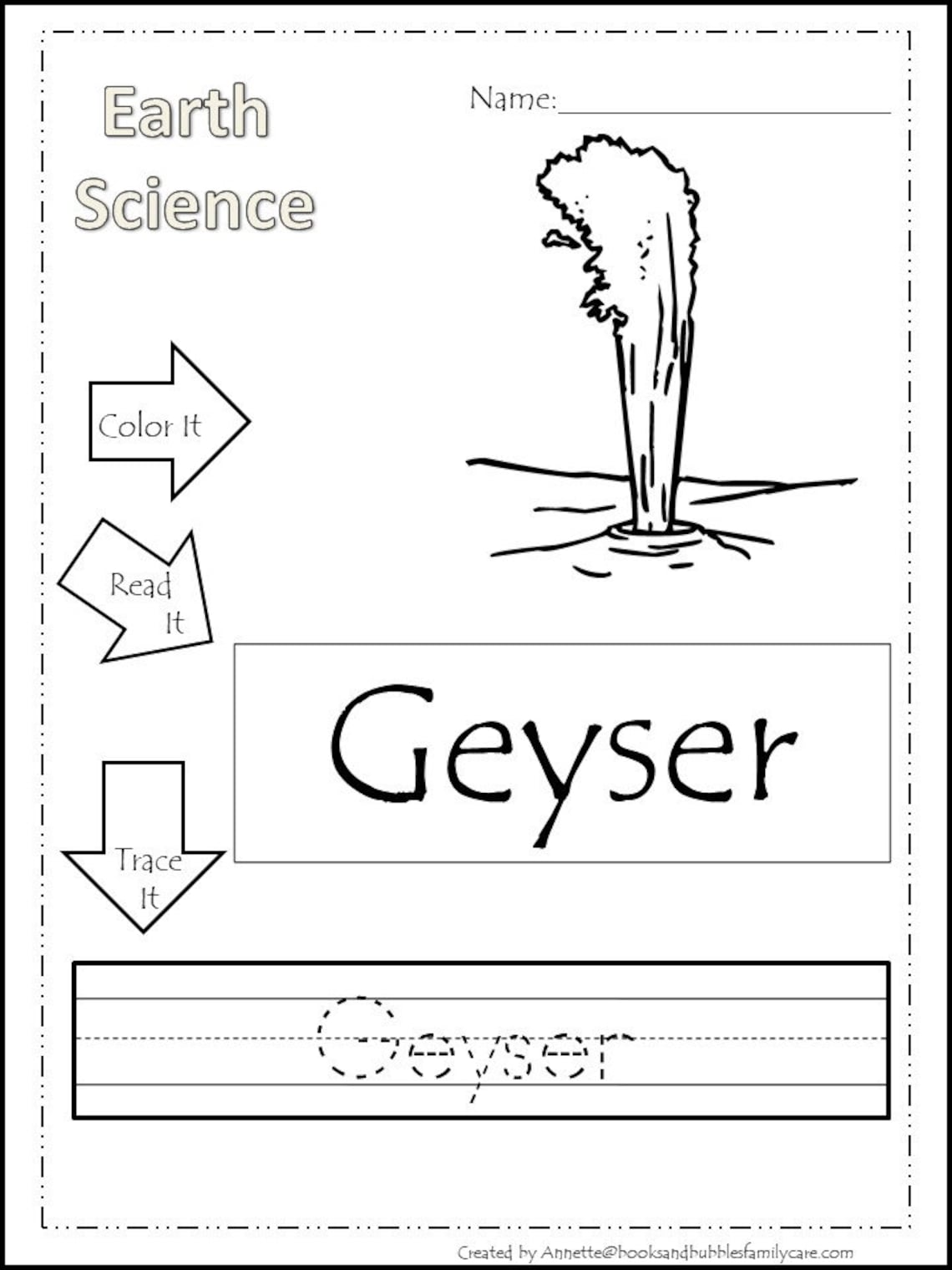 30 Earth Science Printable Worksheets. Color Read Trace Land | Etsy