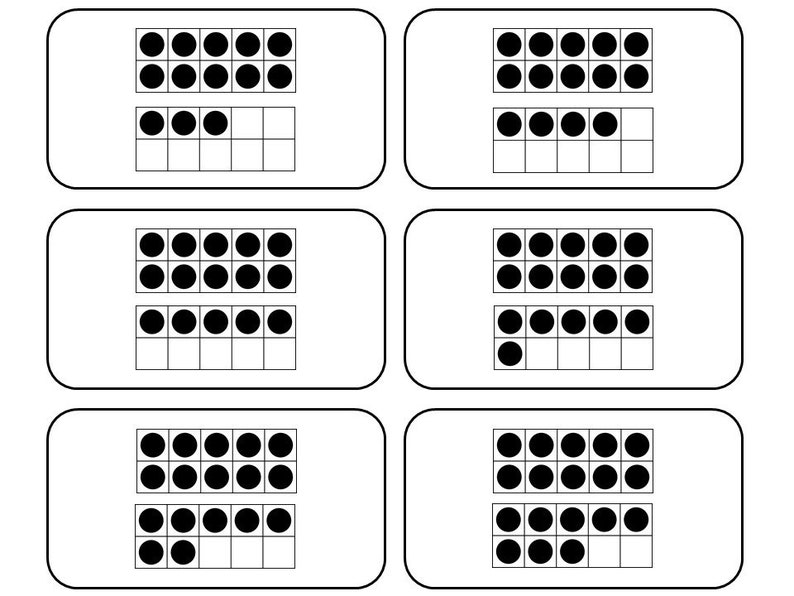 Ten Frame Flash Cards: Mental Math, Preschool-2nd Grade (PDF) - Etsy