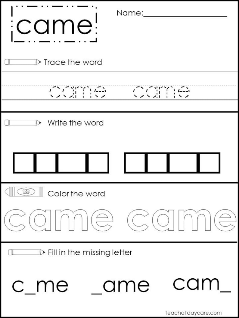 52 Printable Dolch Primer Word Work Worksheets. Kindergarten ...