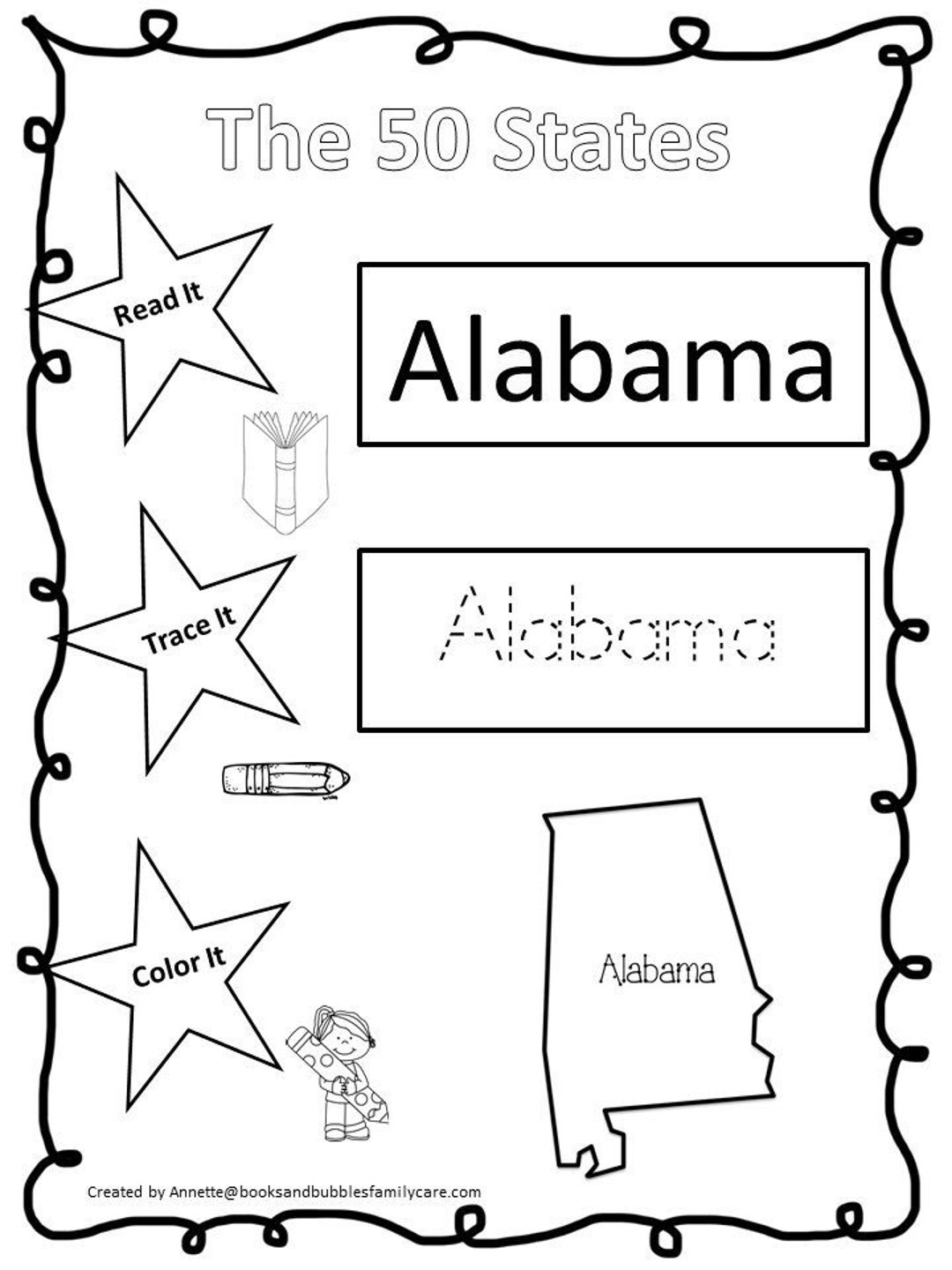 The 50 States Read It, Trace It, Color It Geography Worksheets ...