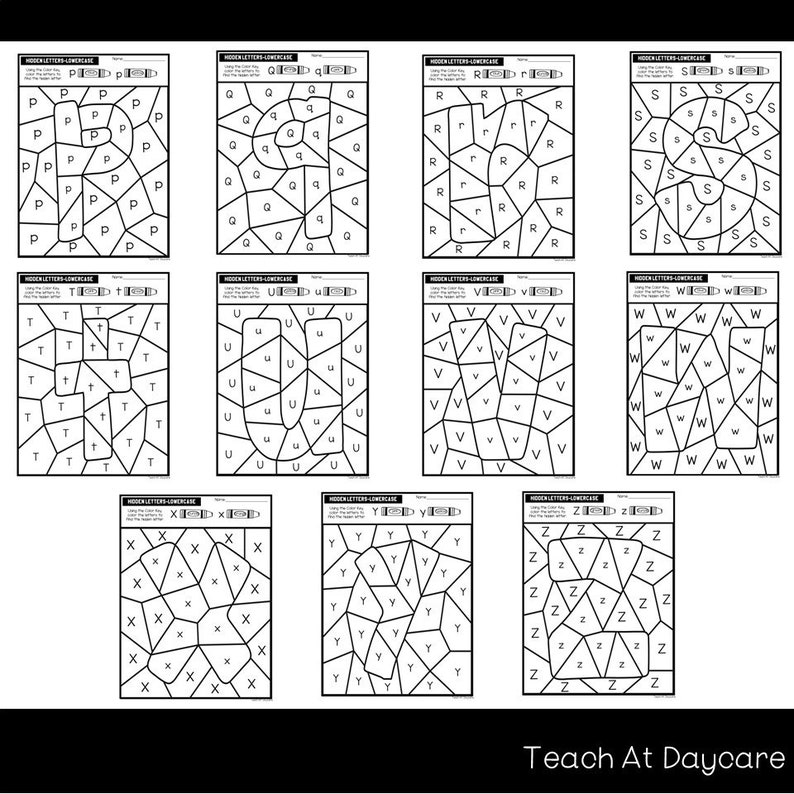 Lowercase Hidden Letters Worksheets. Letter Recognition. Preschool-kdg ...