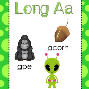 11 Printable Vowel Posters. Full Page Classroom Wall Charts. 8.5 X 11 ...
