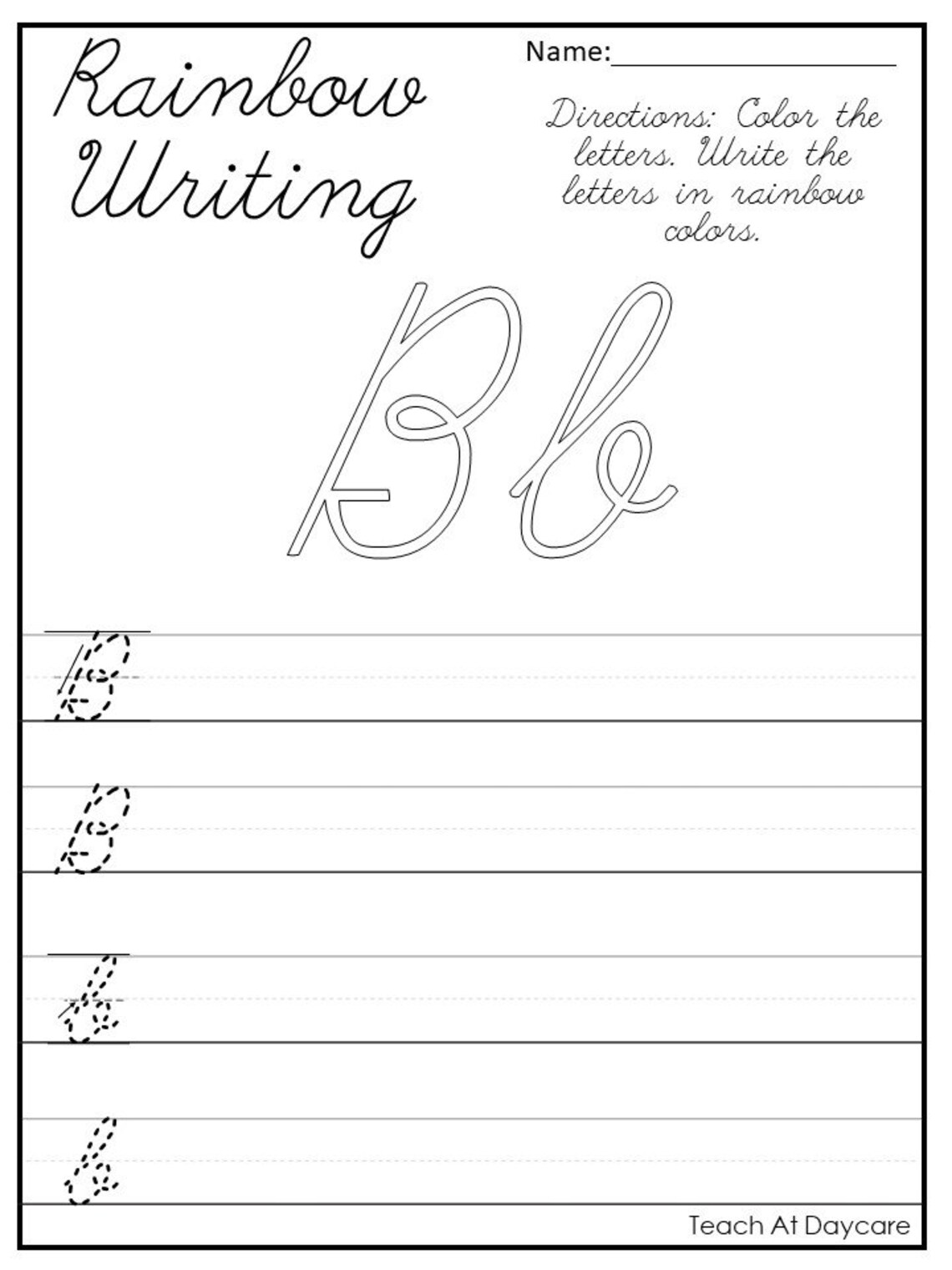 26 Printable Cursive Alphabet Rainbow Trace and Write the Letters ...