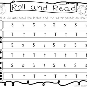 13 Roll and Read Letter Sounds Worksheets. Preschool-1st Grade Phonics ...