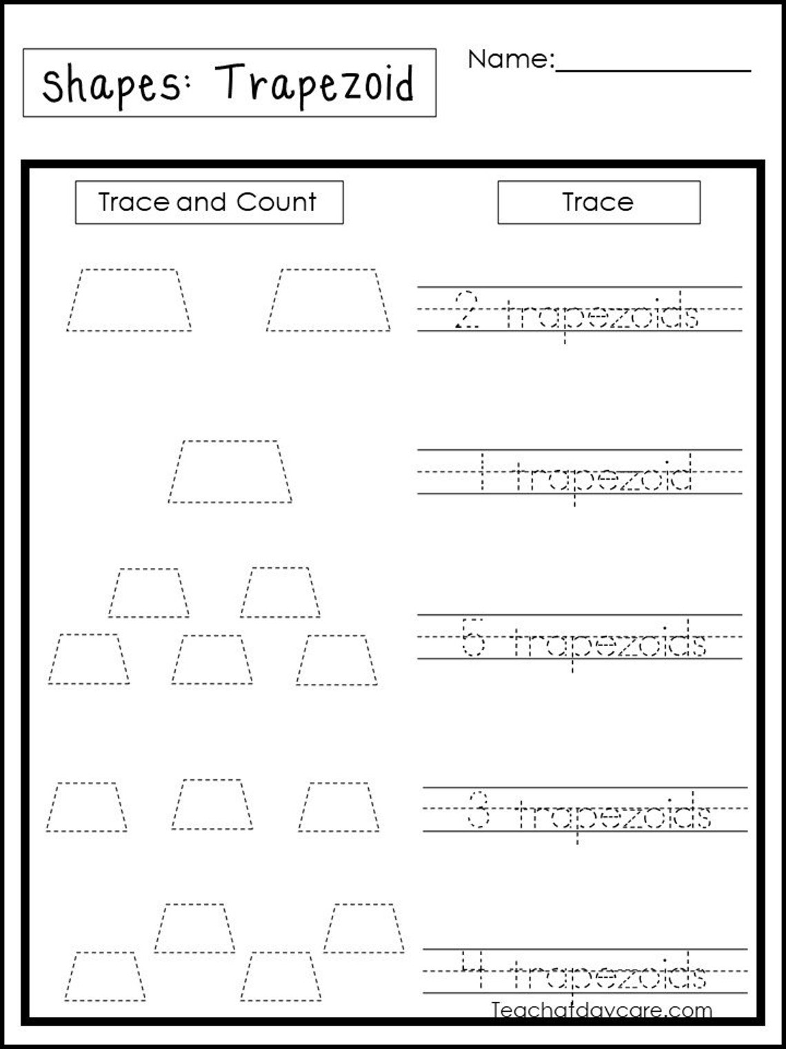 12 Count and Trace the Shapes Preschool and Kindergarten | Etsy