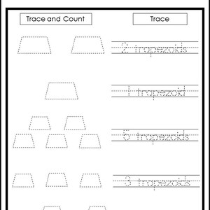12 Count and Trace the Shapes Preschool and Kindergarten Worksheets ...