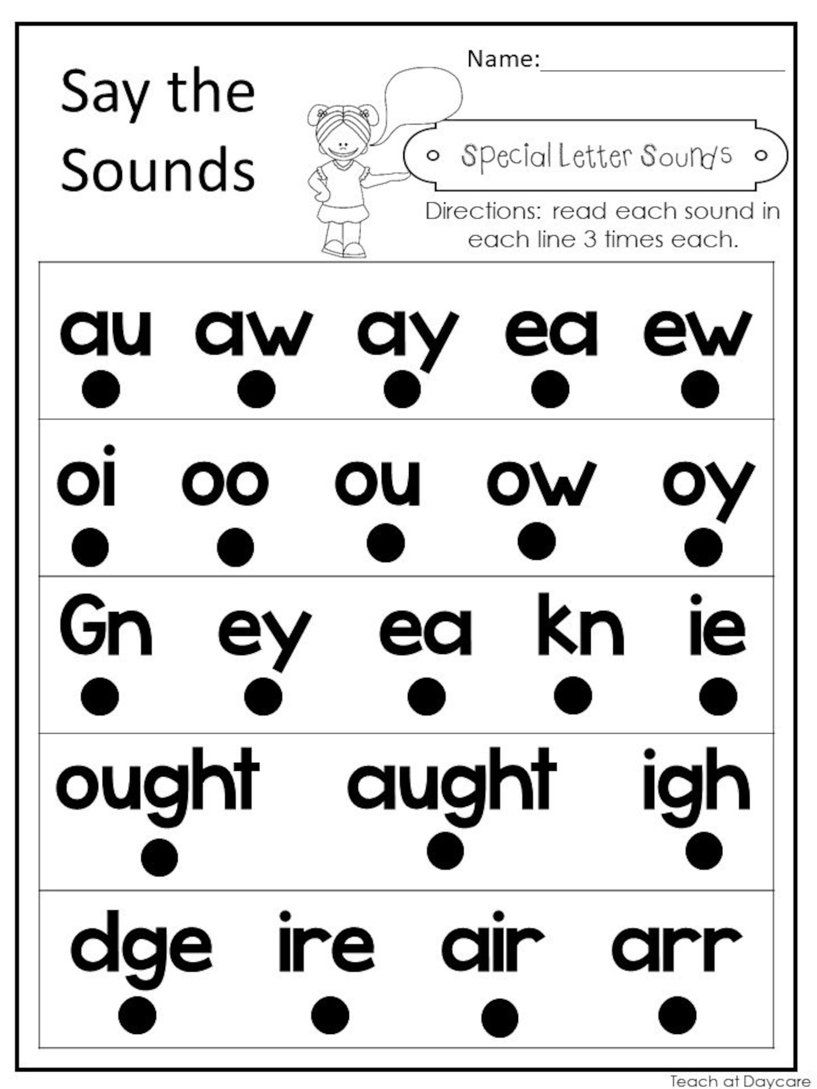 10 Say the Sounds Printable Worksheets. Preschool-3rd Grade Phonics. - Etsy