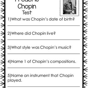 Frédéric Chopin Great Composer Unit. Music Appreciation. - Etsy