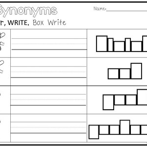 32 Printable Synonyms Color, Trace, Box Write Worksheets. 1st-2nd Grade ...