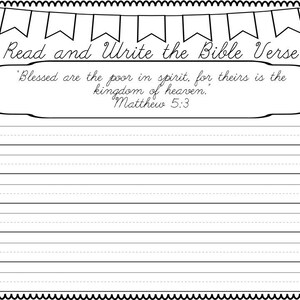 Beatitudes for Kids Handwriting and Color Worksheets. Preschool-5th ...