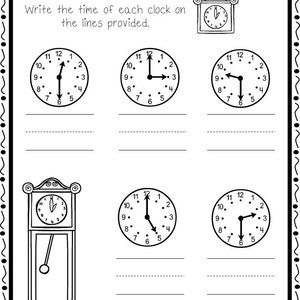 10 Printable Let's Tell Time Worksheets. Kdg.-2nd Grade Math. - Etsy