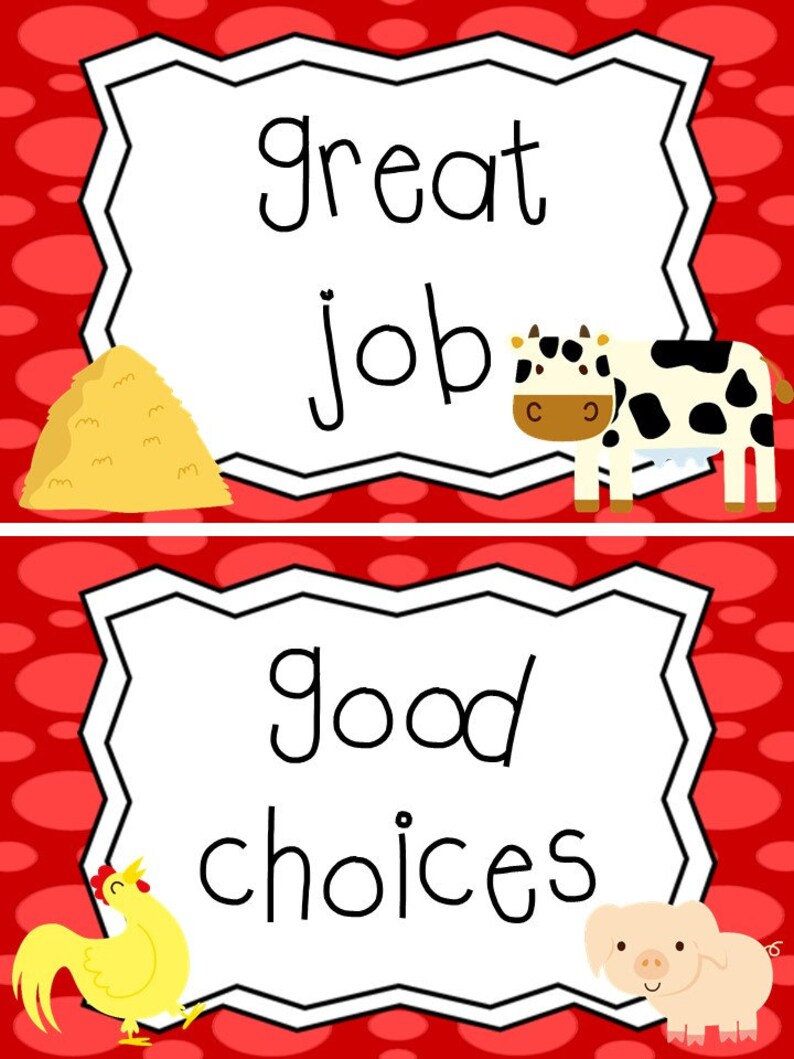 8 Printable Farm Theme Preschool Behavior Clip Chart Cards. - Etsy