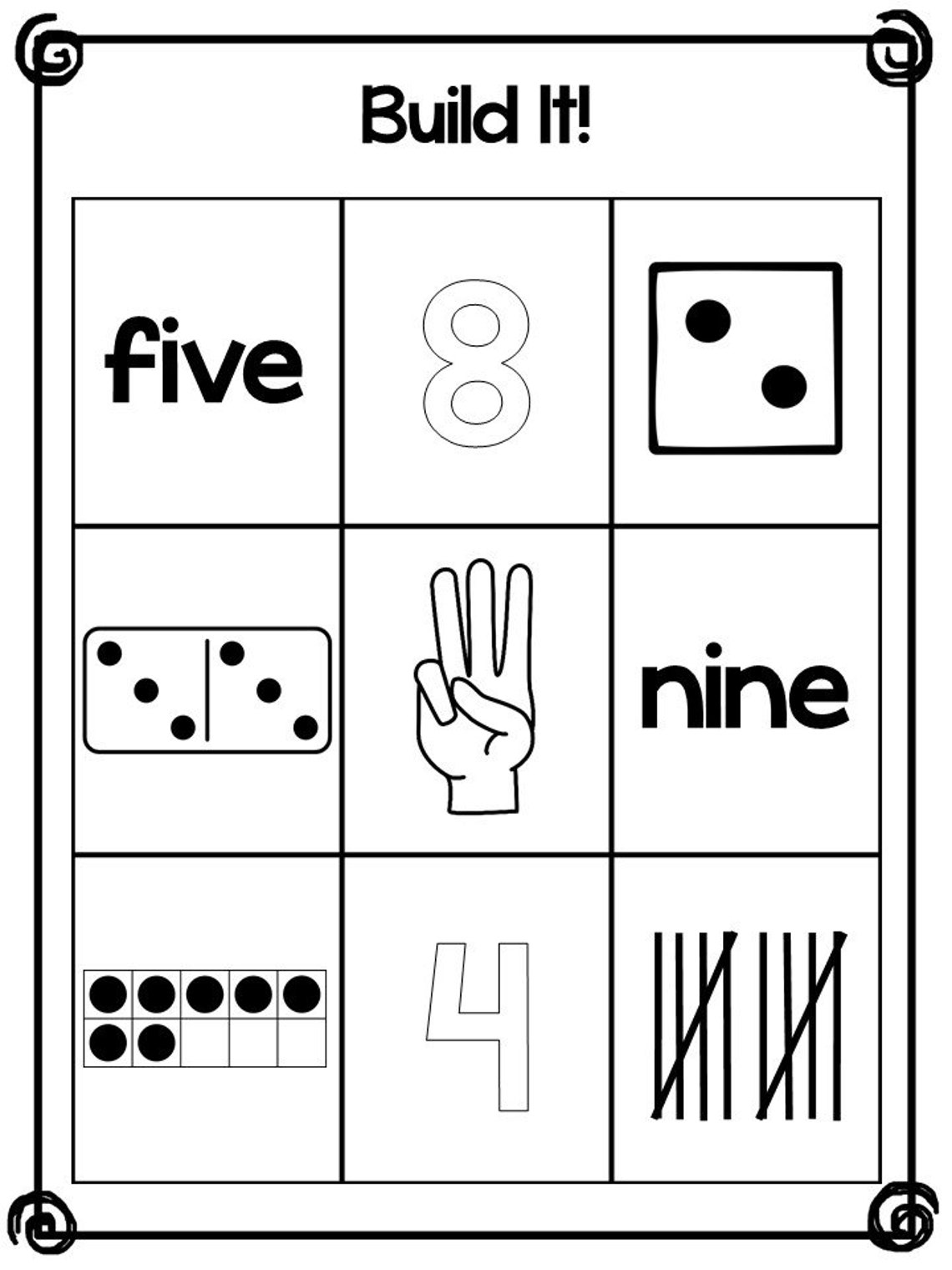 9 Printable Build It Numbers Work Mats. Preschool-kindergarten Numbers ...