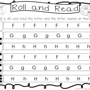 13 Roll and Read Letter Sounds Worksheets. Preschool-1st Grade Phonics ...