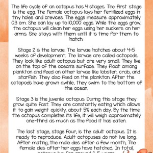 Life Cycle of an Octopus Science Curriculum Unit. Worksheets ...