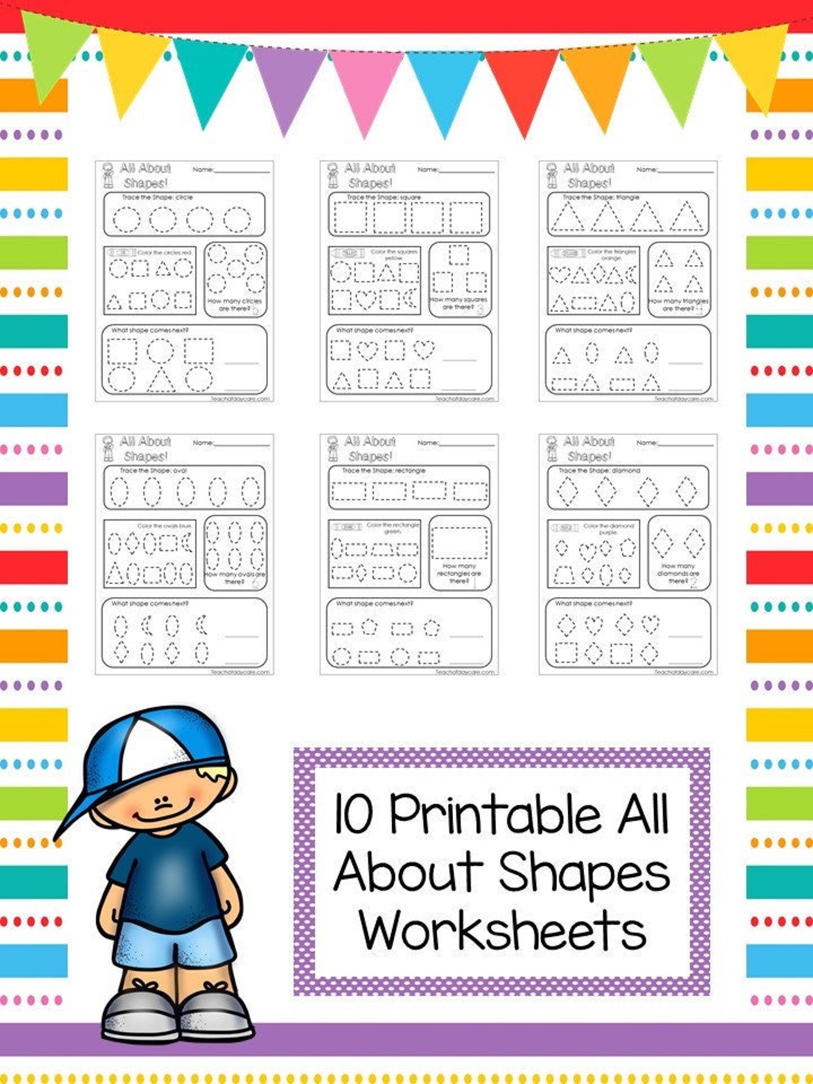 All About Shapes Worksheets. 11 Printable Shapes Worksheets. - Etsy