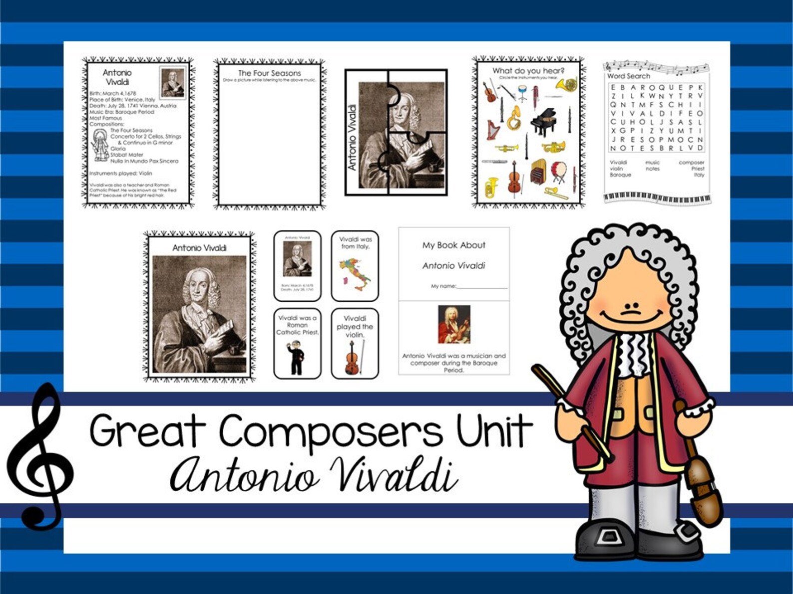 Antonio Vivaldi Great Composer Unit. Music Appreciation. - Etsy
