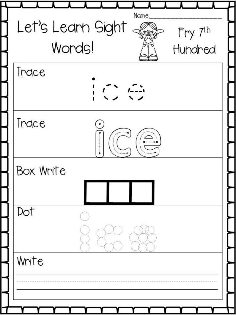 100 Printable Let's Learn Fry 7th Hundred Sight Words Worksheets. 4th ...