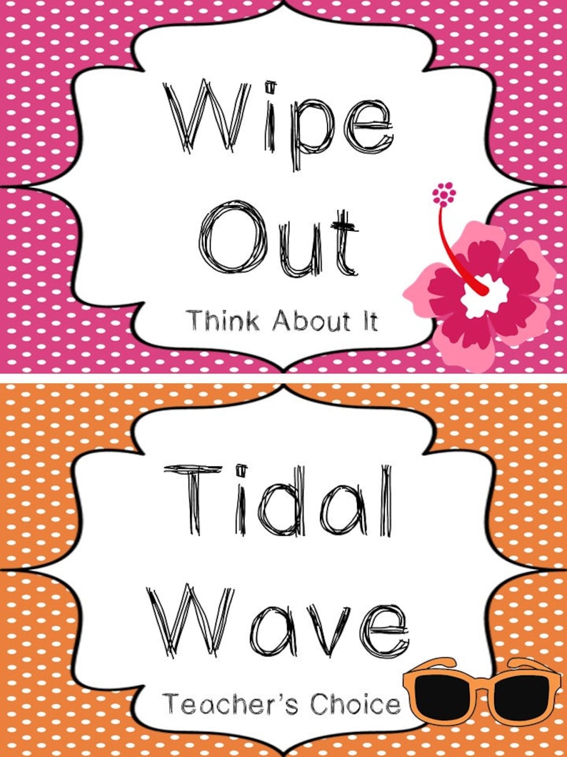 8 Printable Beach Surfer Behavior Clip Chart Cards. Classroom Behavior ...