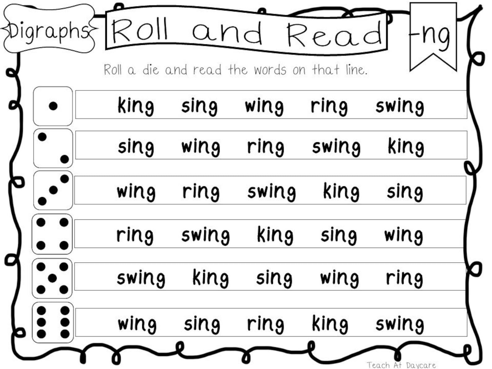 10 Printable Digraphs Roll and Read Worksheets. | Etsy India