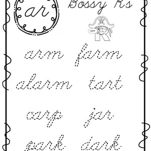 10 Printable Cursive R-controlled Vowel Trace the Words Worksheets ...