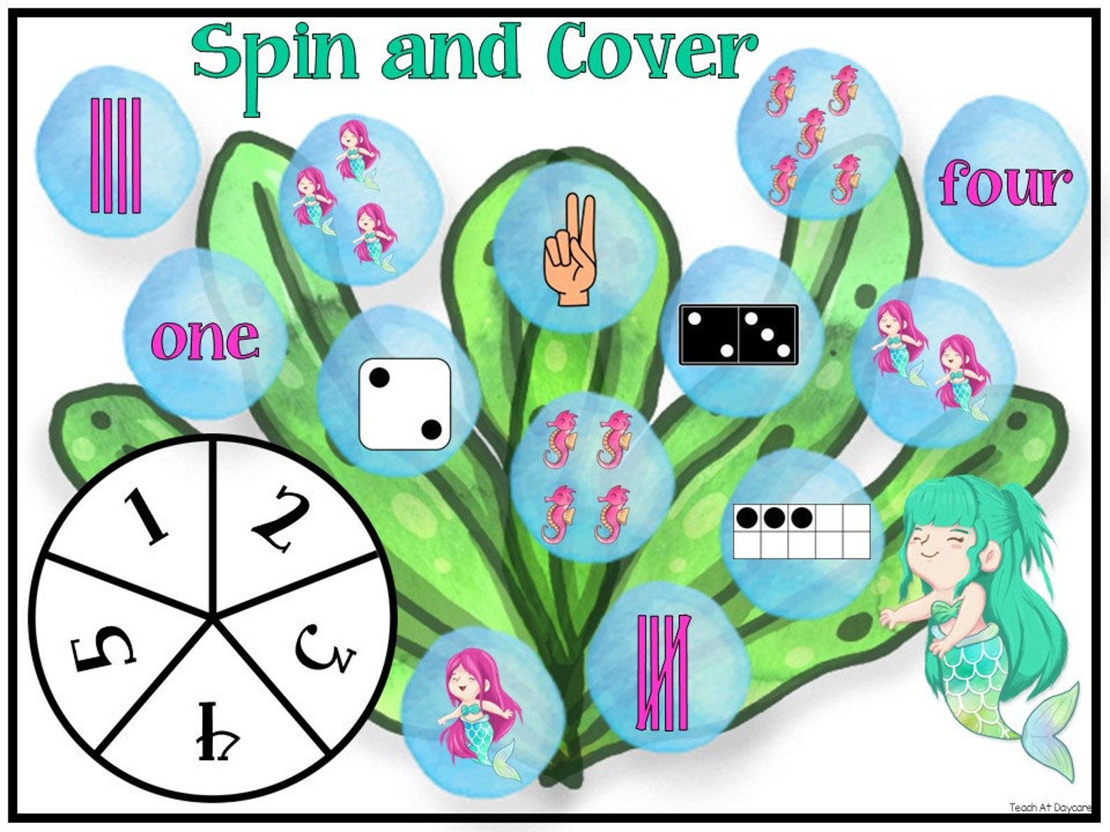 10 Printable Mermaids Themed Kindergarten Math Center Games and ...