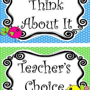 7 Printable Bright Birdies Theme Behavior Clip Chart Cards. Classroom ...