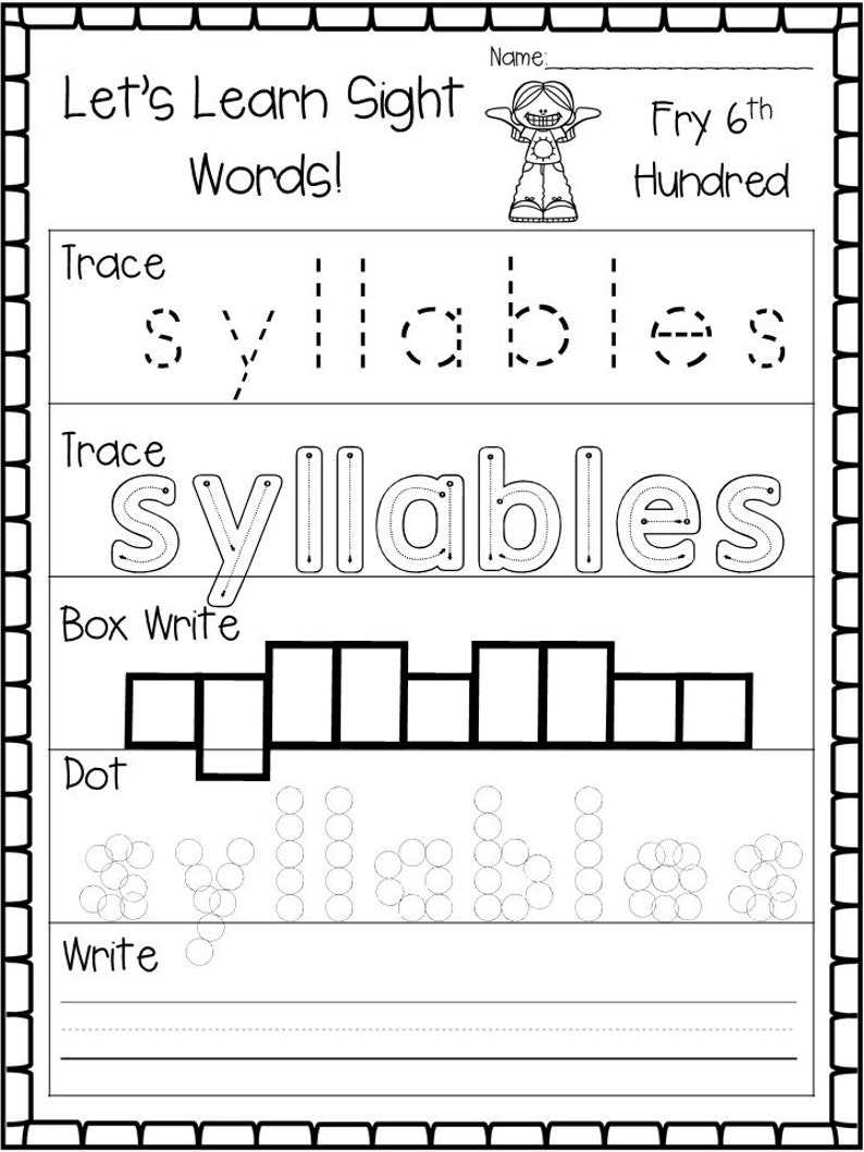 100 Printable Let's Learn Fry 6th Hundred Sight Words Worksheets. 4th ...