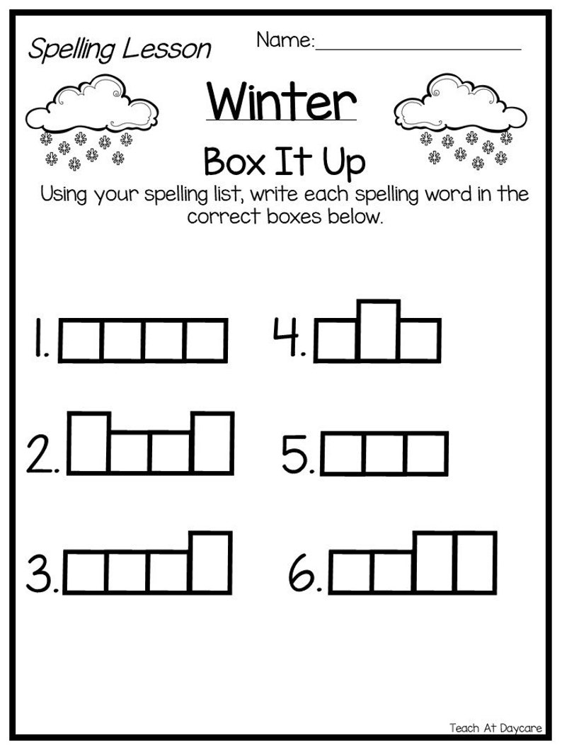 Kindergarten Winter Themed Words Homeschool Single Week Spelling ...