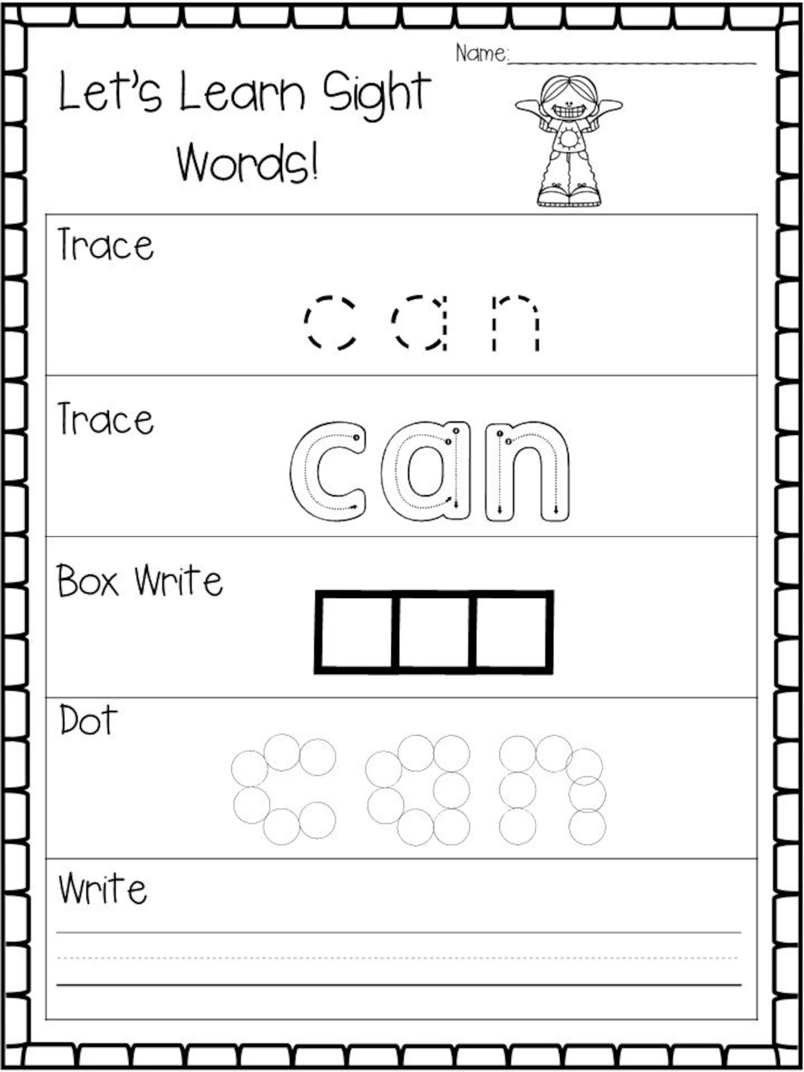 40 Printable Let's Learn Sight Words Dolch Pre-primer - Etsy Canada