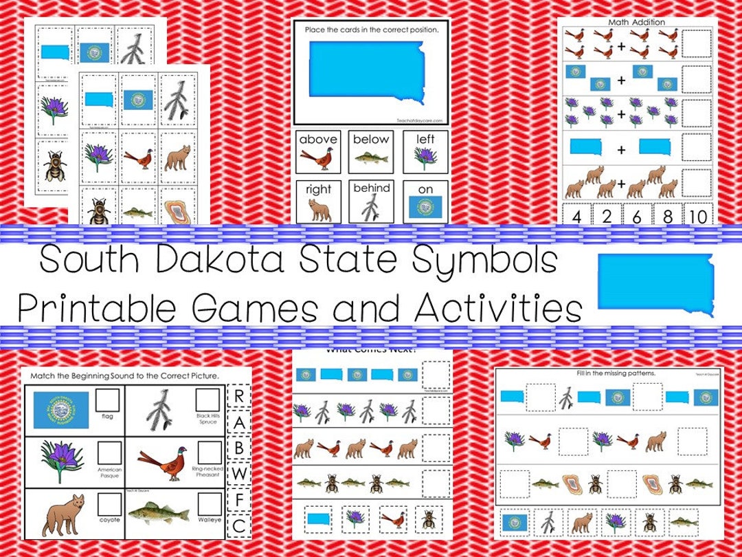 30 South Dakota State Symbols Themed Learning Games Download. ZIP File ...