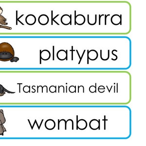 Australian Animals Single Week Themed Word Wall Set. Classroom Bulletin ...