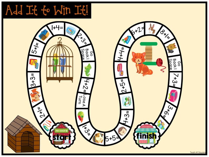 10 Printable Pets Themed Kindergarten Math Center Games and Activities ...
