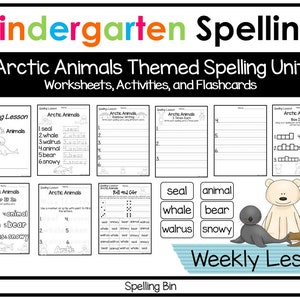 Kindergarten Arctic Animals Themed Words Homeschool Single Week ...