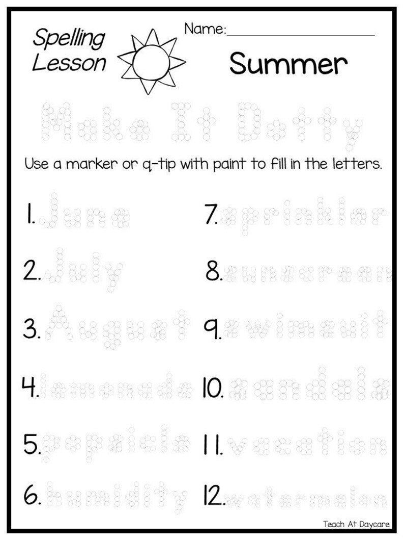 Second Grade Summer Themed Words Spelling Activity. Supplemental ...