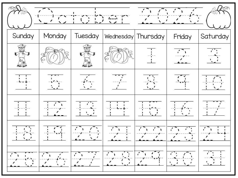 30 Tracing and Blank Themed 2026 Calendars. Preschool Handwriting and ...