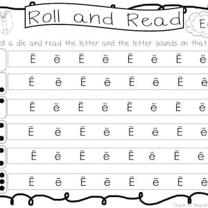 13 Roll and Read Letter Sounds Worksheets. Preschool-1st Grade Phonics ...