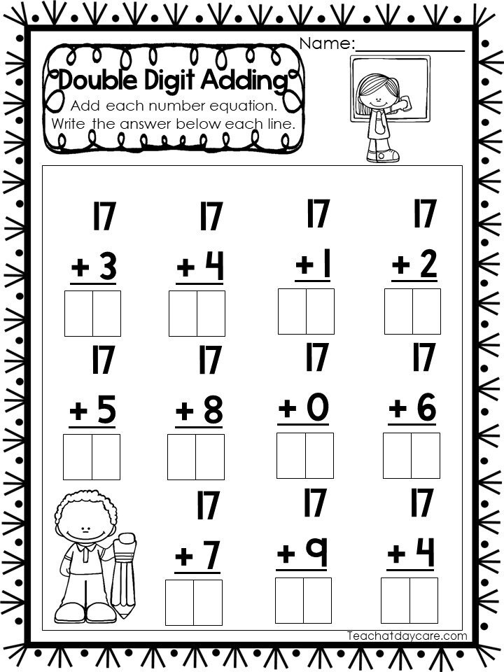15 Printable Double Digit Addition Worksheets. Numbers 11-20. | Etsy