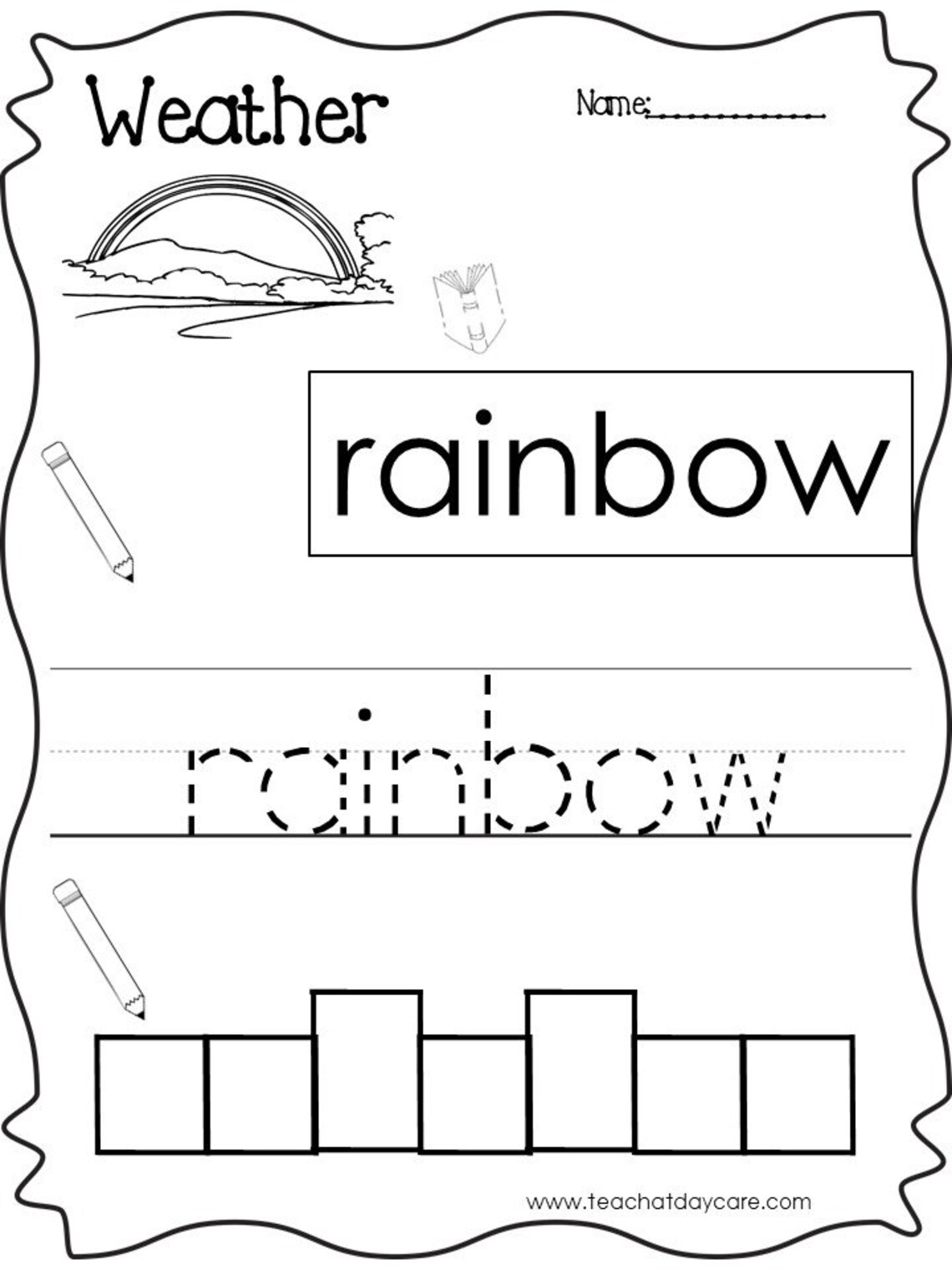 10 Weather Themed Printable Worksheets. Color Read Trace | Etsy