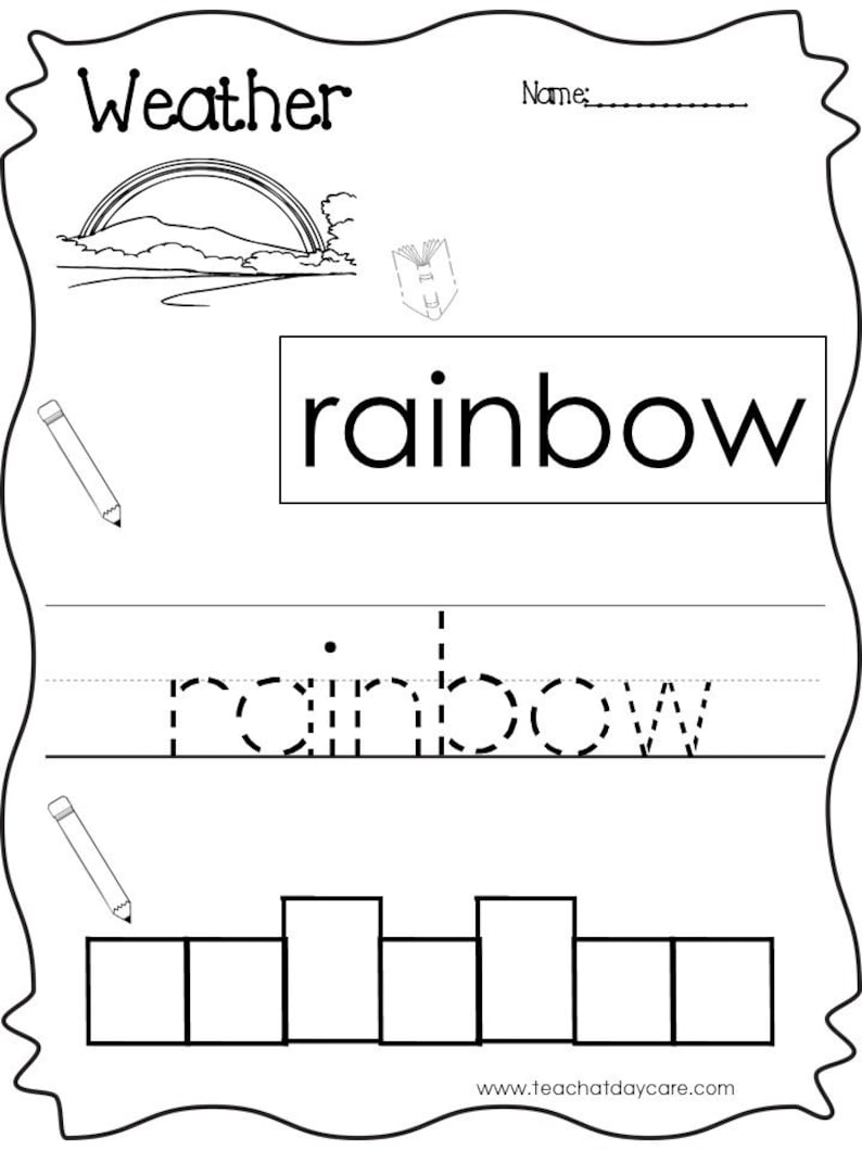 10 Weather Themed Printable Worksheets. Color Read Trace | Etsy